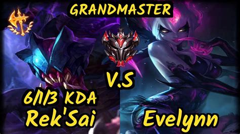 Karasmai REK SAI Vs EVELYNN 6 1 3 KDA JUNGLE GAMEPLAY NA Ranked