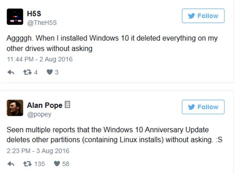 Microsoft Cancella Le Partizioni Linux In Dual Boot Aggregatore Gnu