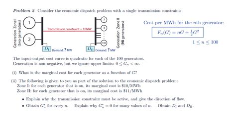 Problem 2 Consider The Economic Dispatch Problem With