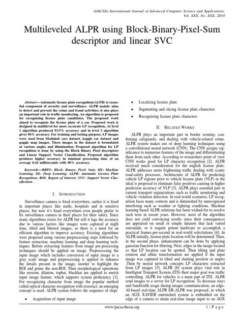 Multileveled Alpr Using Block Binary Pixel Sum 2 Pdf Statistical