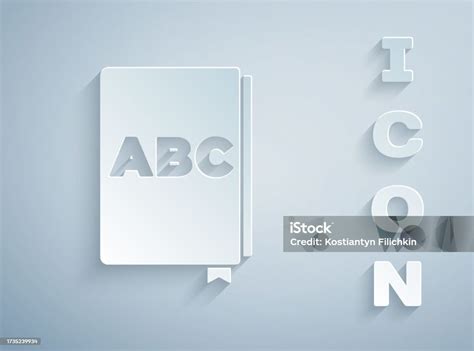 회색 배경에 격리 된 종이 컷 Abc 책 아이콘 사전 책 기호입니다 알파벳 책 아이콘 종이 아트 스타일 벡터 교육에 대한 스톡 벡터 아트 및 기타 이미지 Istock
