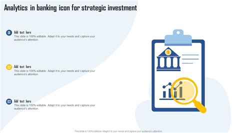 Analytics In Banking Icon For Strategic Investment Ppt Example