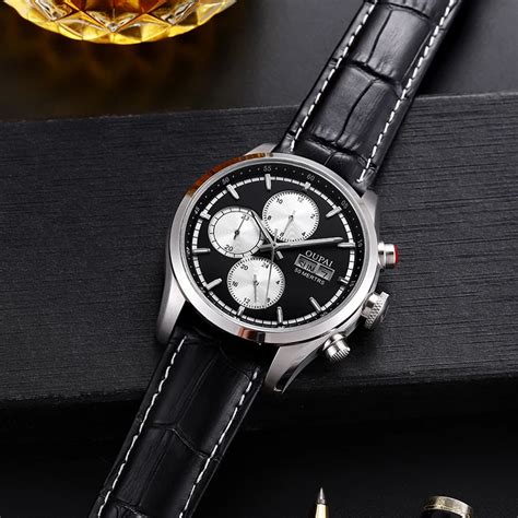 OUPAI comandante Diseño Panda Muti función de reloj automático de los hombres con la semana