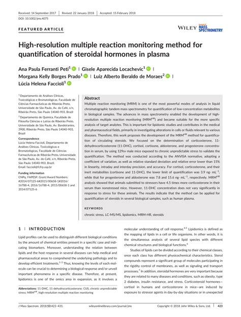 Pdf High‐resolution Multiple Reaction Monitoring Method For