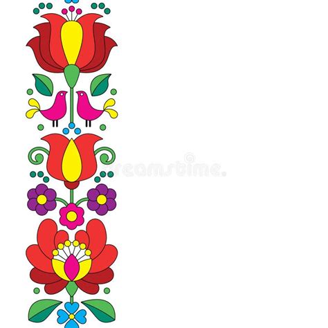 Seamless Kalocsai Embroidery Hungarian Floral Folk Art Pattern Stock