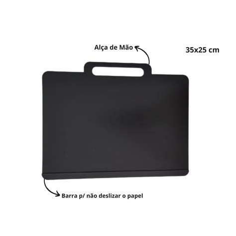 Prancheta p Desenho Portátil A c Alça Madeira MDF Preto Gv Office Produtos de Papelaria e