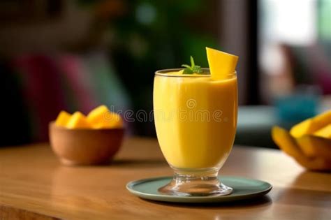 Mango Lassi Indian Yogurt Drink Generative Ai Stock Illustration