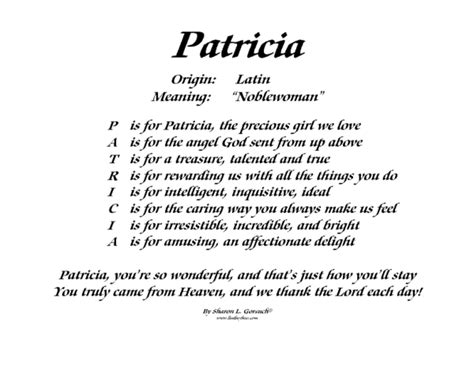 The Meaning Of Patricia