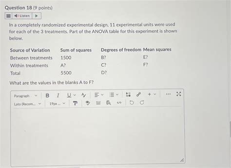 Solved In A Completely Randomized Experimental Design 11
