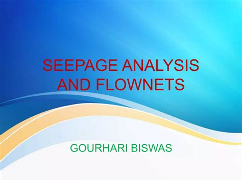 Seepage Analysis And Flownets Pdf