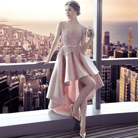 Pink Lace High Low Prom Dress Homecoming Dress On Luulla