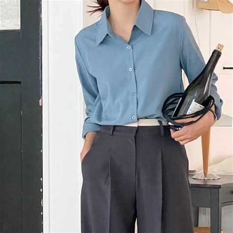 제이앤몰스 데일리 링클프리 여성 롱 셔츠 루즈핏 남방 여자 블랙 하객룩 개강룩 블라우스 6컬러 W404