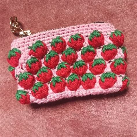 Strawberry Patterned Wallet Coin Purse Crochet Cute Wallet Shopee
