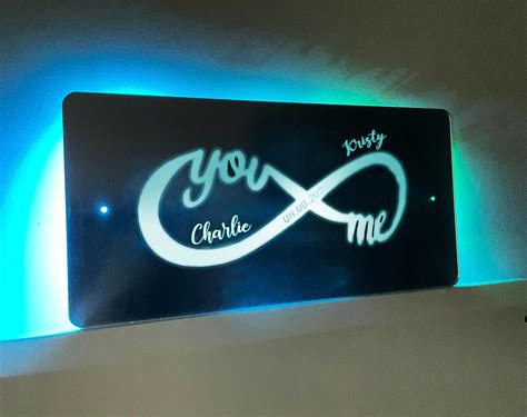 Personalized Infinity Mirror Sign With Remote You Me Mirror Wall Lamp