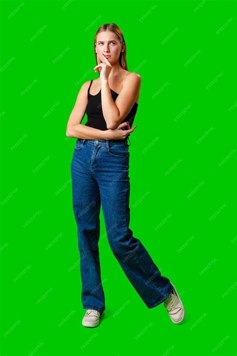 Premium Photo Blonde Woman In Black Tank Top Posing For Picture