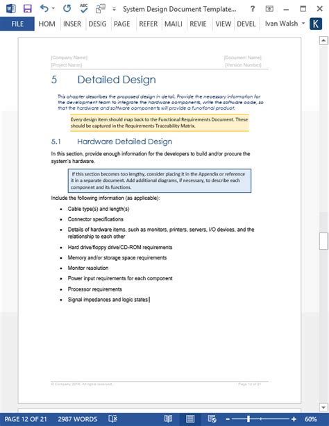 System Design Document Templates MS Word Excel Templates Forms