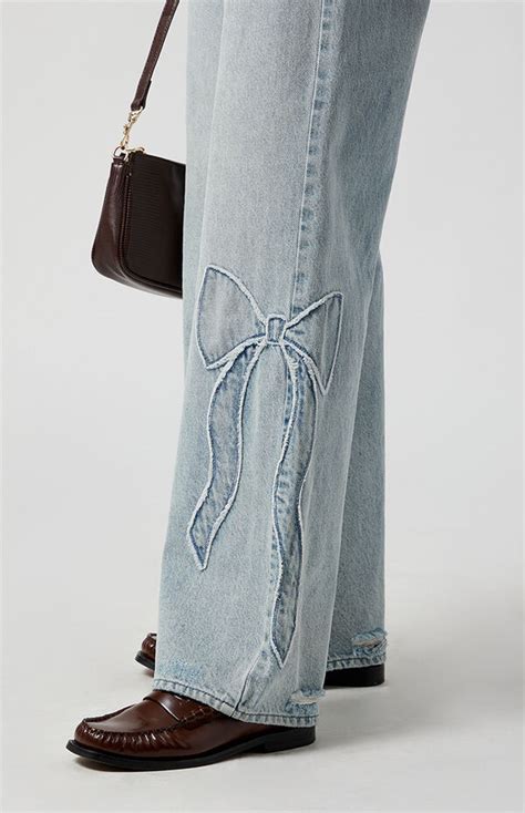 Pacsun Casey Bow Low Rise Baggy Jeans Light Indigo Pacsun