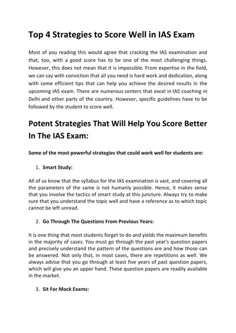 Ppt Top Strategies To Score Well In Ias Exam Powerpoint