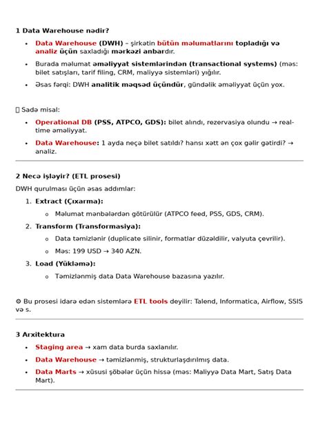 Data Warehouse Dwh Pdf
