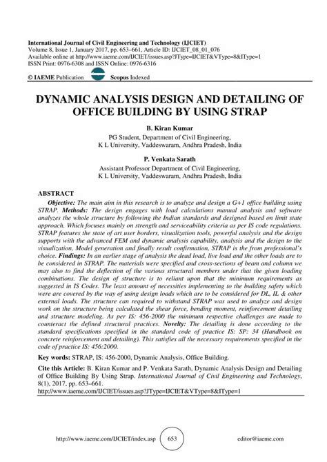 pdf dynamic analysis design and detailing of office building by using