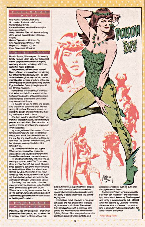 Fichas De Superheroes Marvel Y DC Hiedra Venenosa