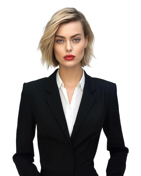 A Woman With Blonde Hair Is Wearing A Black Blazer And White Shirt Premium Ai Generated Image