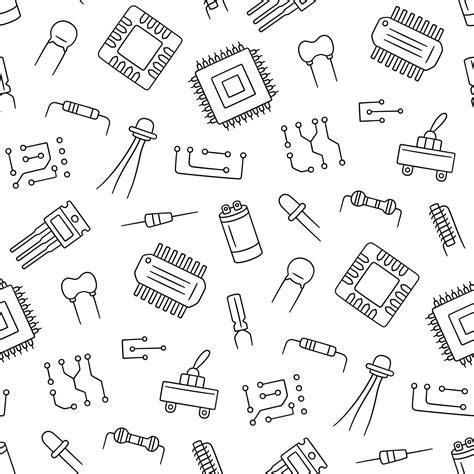 Seamless Pattern From Electrical Components Microchip Diode 3343851 Vector Art At Vecteezy