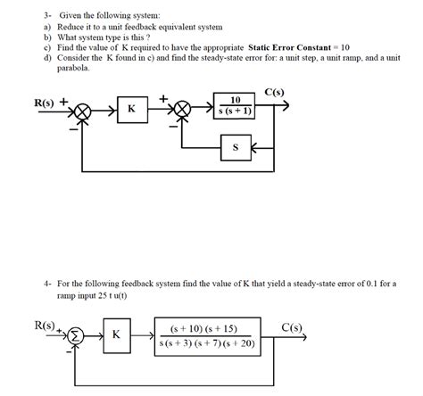 Solved 3 Given The Following System A Reduce It To A Unit Chegg Com