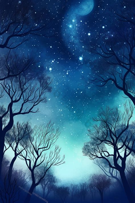 浪漫星空深蓝艺术插画图片 包图网