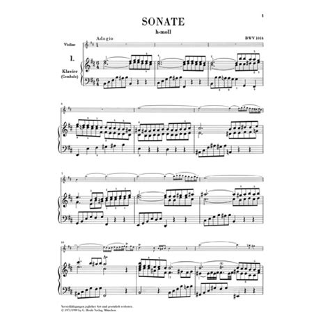 亨乐原版巴赫六首小提琴与钢琴奏鸣曲BWV1014 1019 Bach Six Sonatas for Violin and Piano