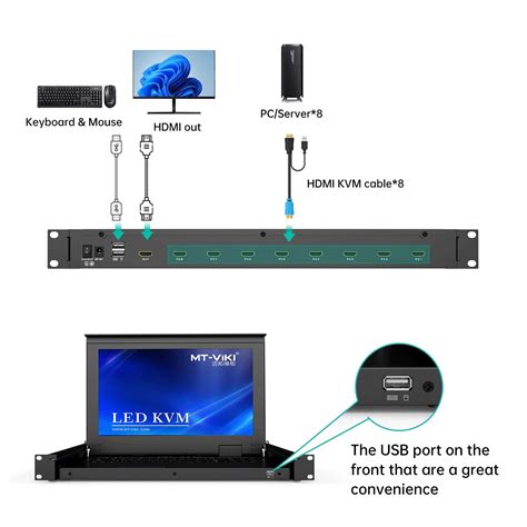 Getuscart Mt Viki 8 Port Kvm Console Hdmi 1u Rack Mount Kvm Console W 15 6 Lcd Monitor