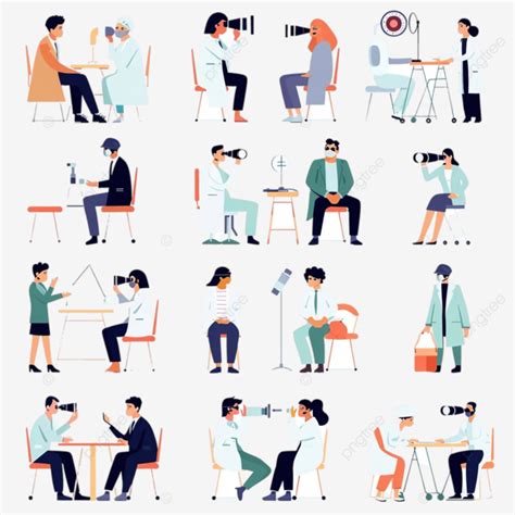 Ophthalmologist Examining Patient Eyesight Characters Set