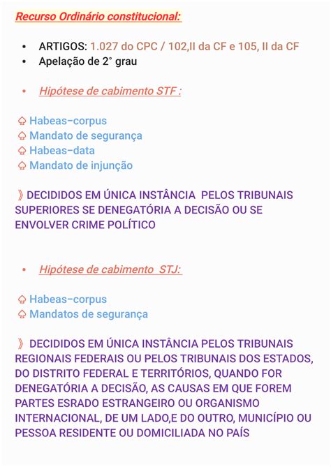 Recurso Ordinário Direito Processual Civil Iv