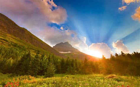 Sun Rise In Mountains Hd