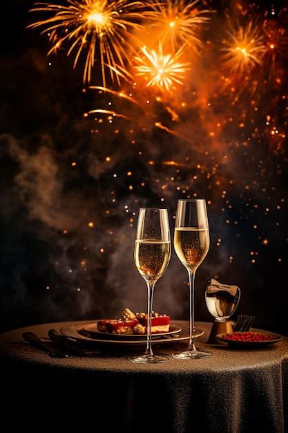 Premium Ai Image Two Glasses Of Champagne With Confetti Glitter