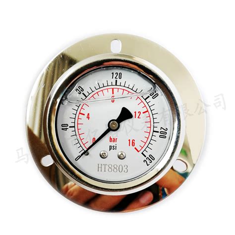 60轴向耐震压力表0 16BAR 230PSI 1 4npt螺纹 带法兰 安徽亿格仪表有限公司