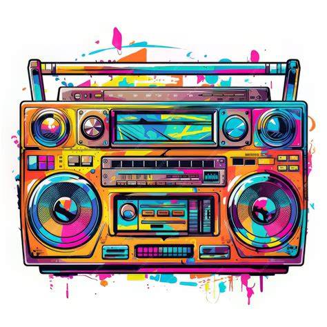 Premium Ai Image Vector Illustration Of A Colorful Boombox On White