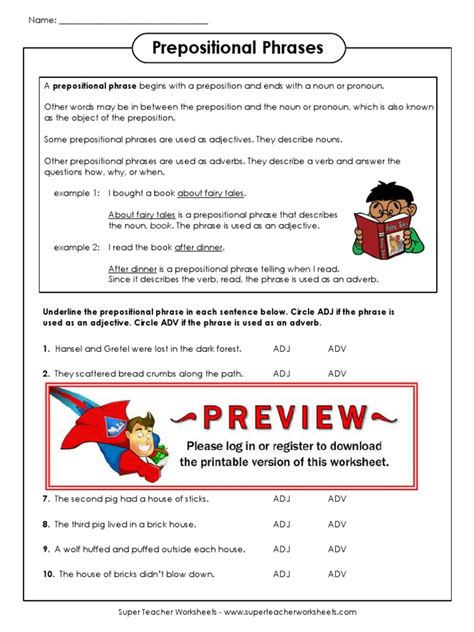 Answers To Adjective Phrase Adverb Phrase Prepositional Phrase