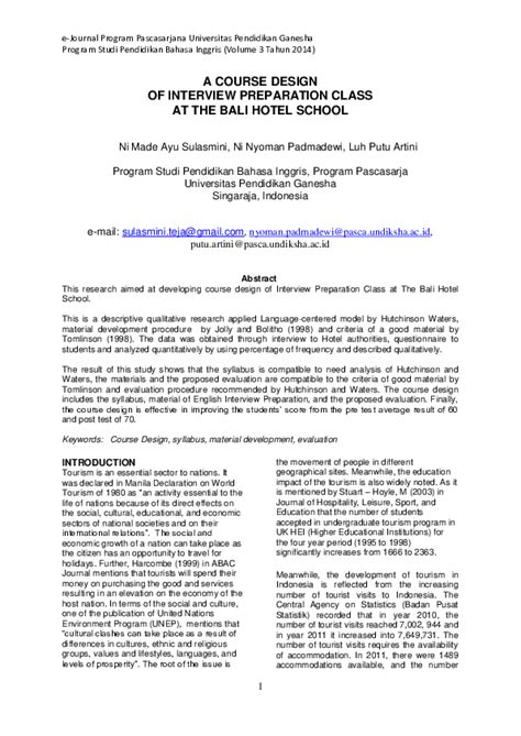 Pdf A Course Design Of Interview Preparation Class