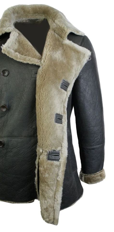 Infinity Khaki Tan Sheepskin Double Breasted Fitted Jacket Sheepskin