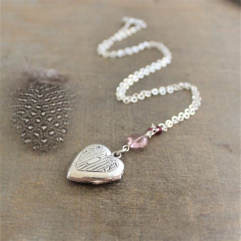 Sterling Silver Locket Necklace Silver Heart Locket Vintage Locket
