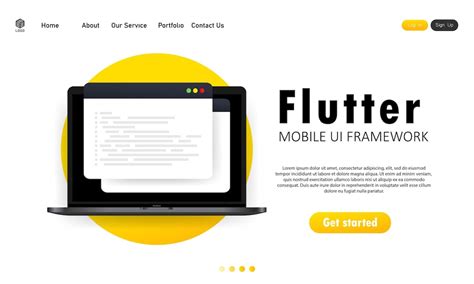 premium vector learn to code flutter mobile ui framework on laptop