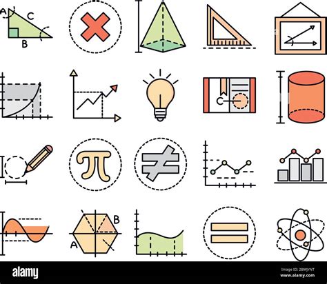 Math Education School Science Icons Collection Line And Fill Style