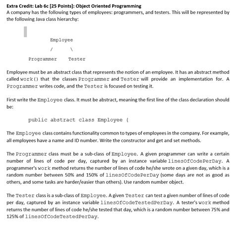 Solved Extra Credit Lab 6c 25 Points Object Oriented