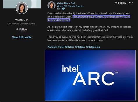 Vivian Lien Joins Intel To Build Arc Discrete Graphics Business Tom S