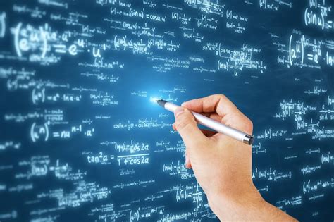 Premium Photo Close Up Of Male Hand Using Glowing Digital Math