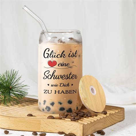 Afterprints Schwester Geschenk Trinkgläser Geschenke für Schwester