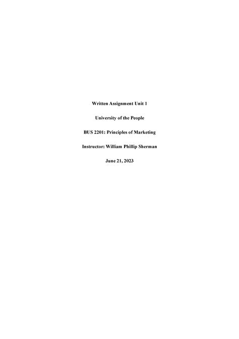 Written Assignment Unit 1 Marketing Bus2201 Uopeople Studocu