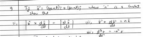 9 if vec{ gamma} cos n t hat{ imath} sin n t hat{j} where n