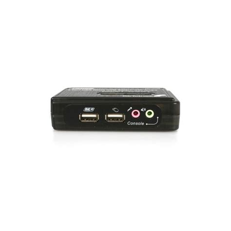 2 Port Black Usb Kvm Switch Kit With Audio And Cables